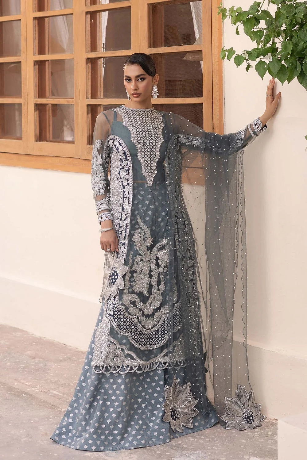 Shop Wedding & Bridal Grey Sharara Set Online in UAE – SALWAR MAHAL