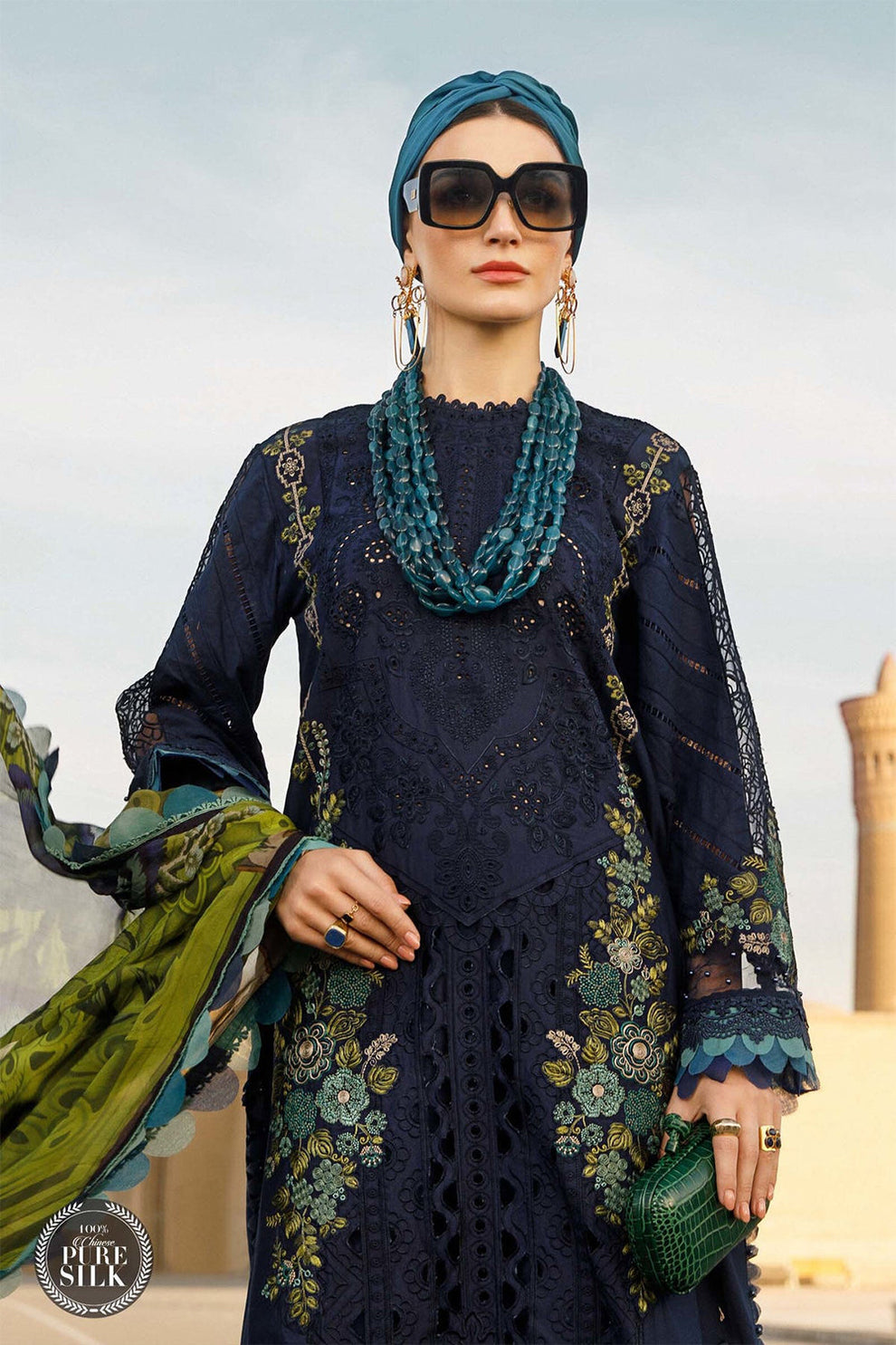 Navy Blue Cotton Cutwork Suit Online in Dubai | SALWAR MAHAL