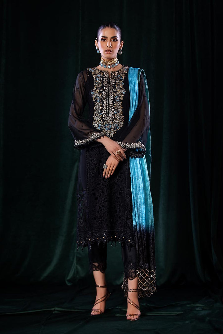 Buy Pure Chiffon Black Suit with Red Dupatta Online | SALWAR MAHAL